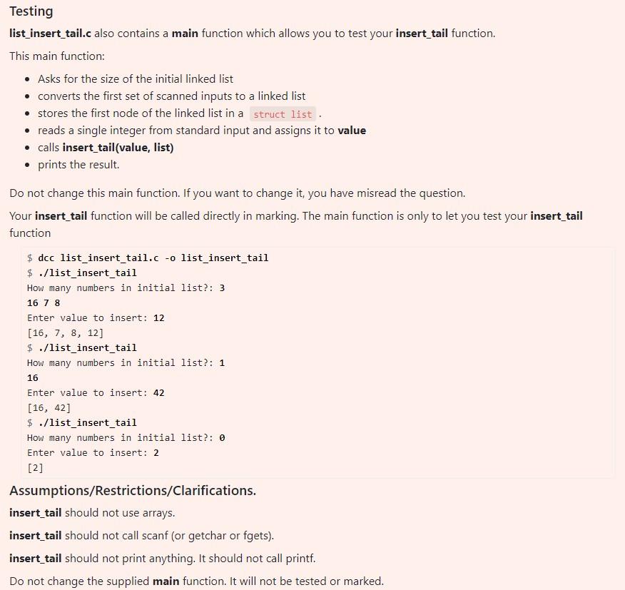 Solved Insert an element at the tail of a Linked ListYour | Chegg.com