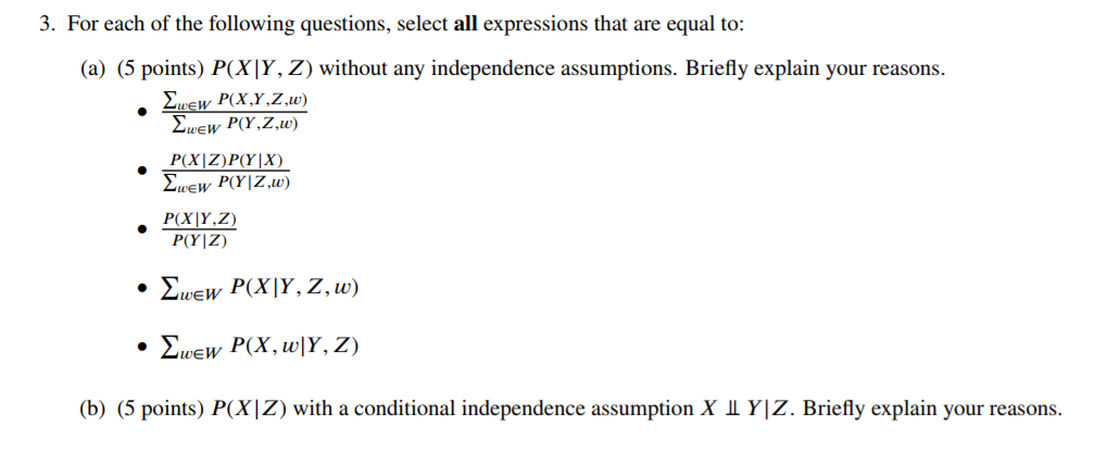 Solved 3. For each of the following questions, select all | Chegg.com