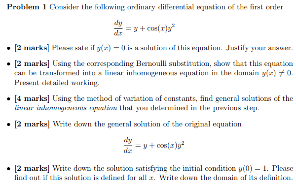 Solved Problem 1 Consider the following ordinary | Chegg.com Solved Problem 1 Consider the following ordinary | Chegg.com