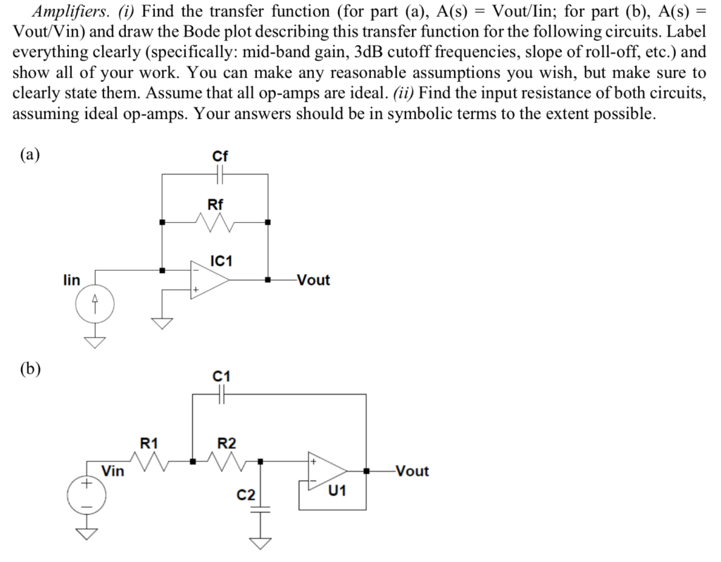Solved Amplifiers. (i) Find the transfer function (for part | Chegg.com