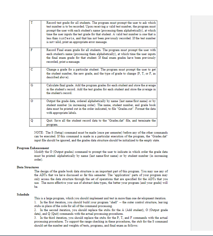 Solved Data Structures Homework 4 Grade Book Write A