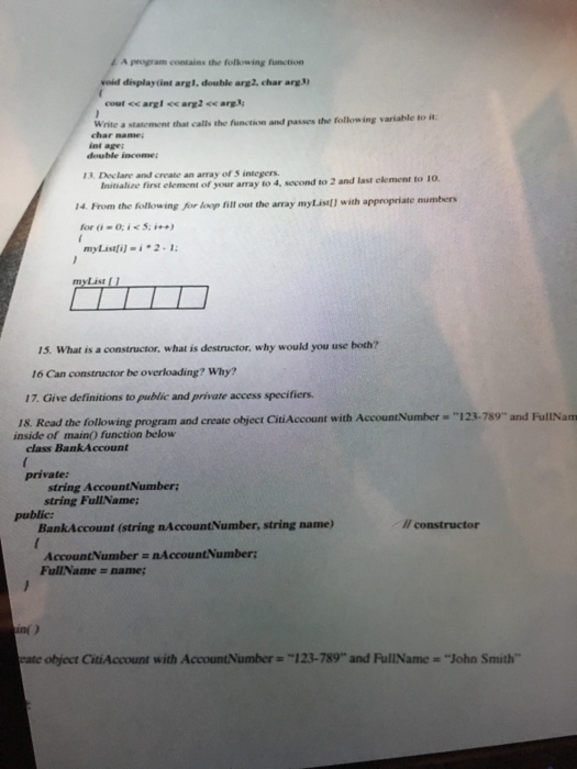Solved A program contains the following function void | Chegg.com