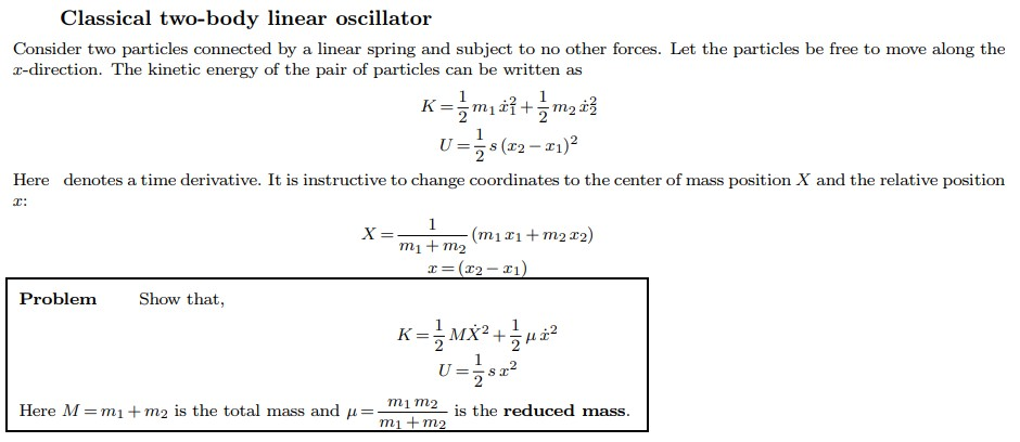 Solved Classical two-body linear oscillator Consider two | Chegg.com