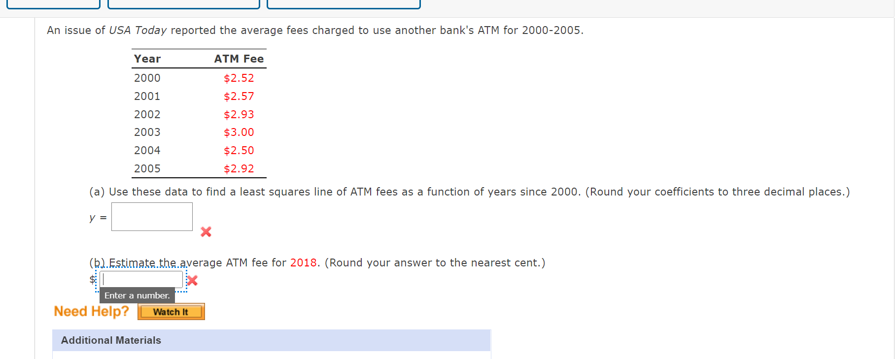 Solved An issue of USA Today reported the average fees | Chegg.com