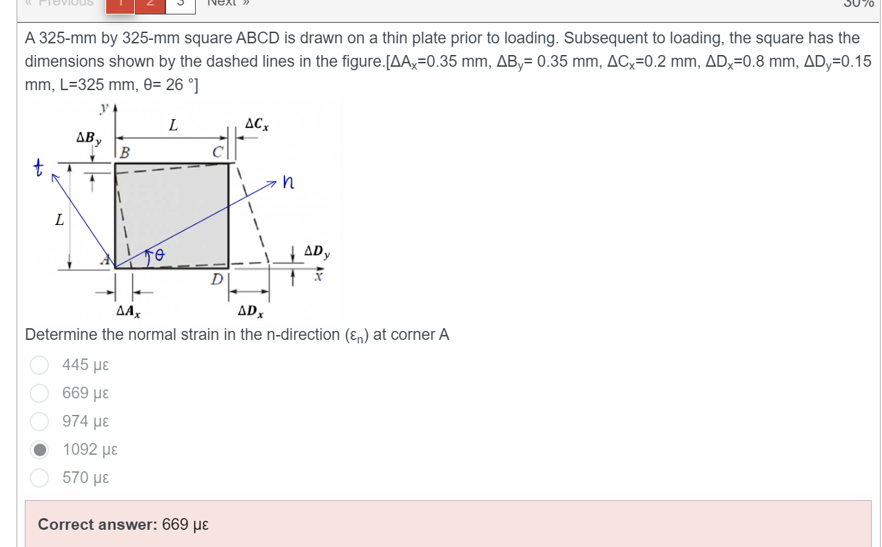 Solved b.) Determine the normal strain in the | Chegg.com