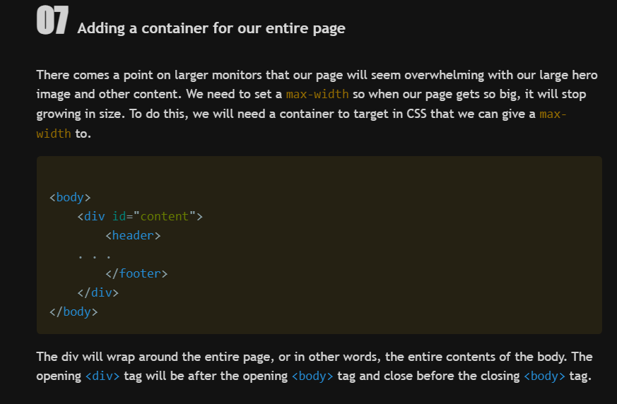 Solved (J Adding a container for our entire page There comes | Chegg.com