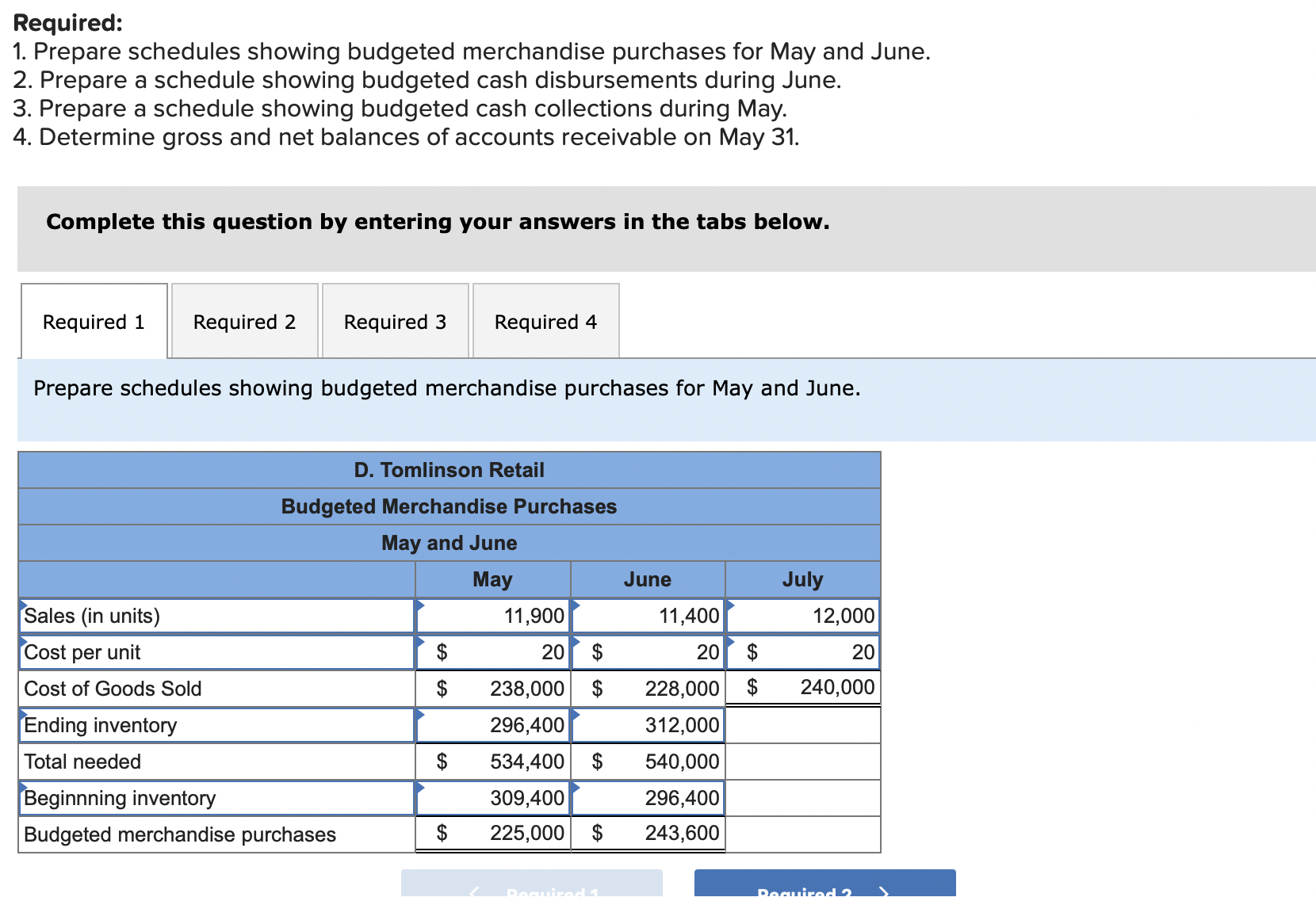 Solved D. Tomlinson Retail seeks your assistance in | Chegg.com