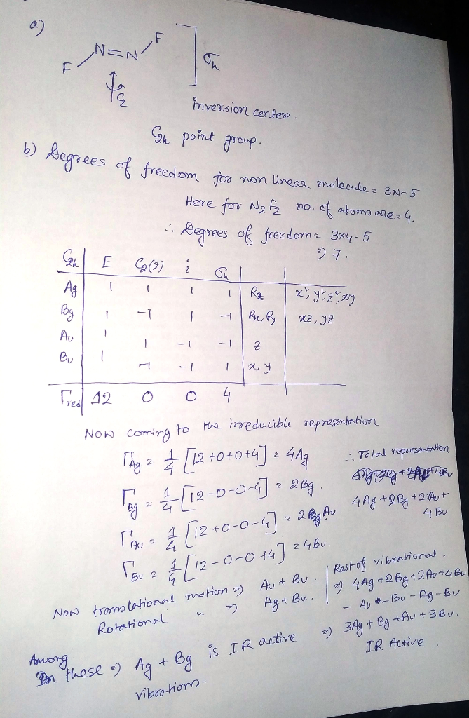 Solved 3. Consider the molecule trans-FNNF (N2F2). (a) To | Chegg.com