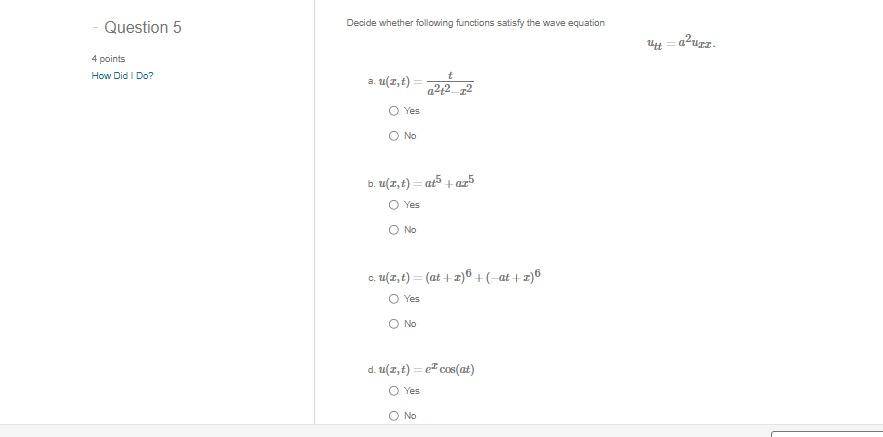 Solved Decide whether following functions satisfy the wave | Chegg.com