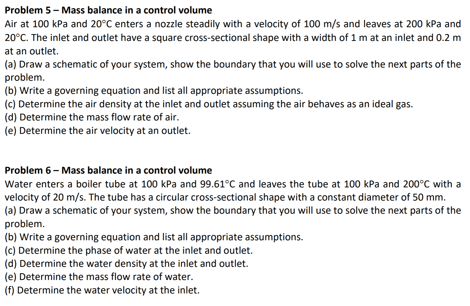 Solved Problem 5- Mass balance in a control volume Air at | Chegg.com