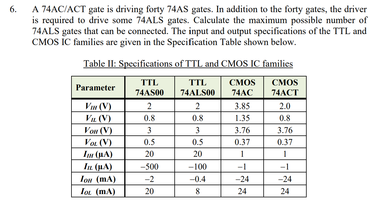 Solved A 74AC/ACT gate is driving forty 74AS gates. In | Chegg.com