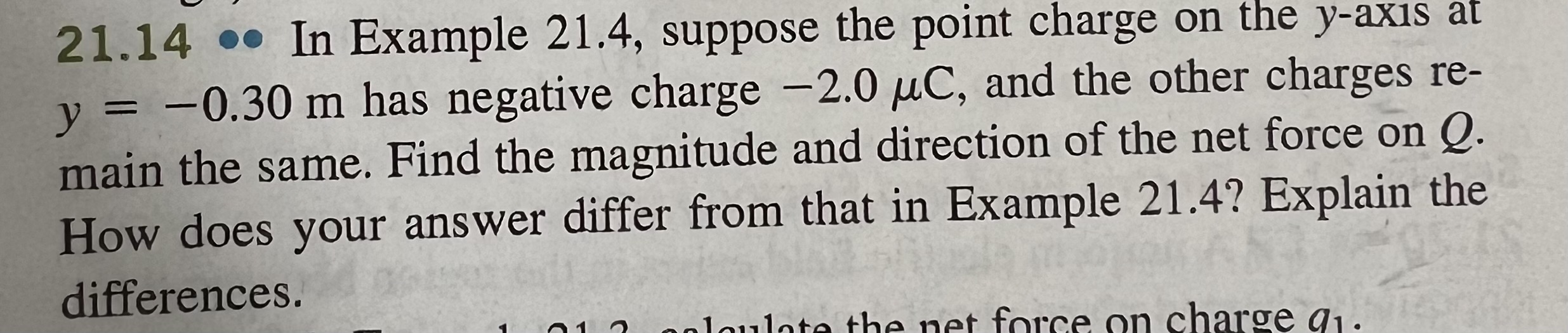 21.14: In Example 21.4, ﻿suppose the point charge on | Chegg.com