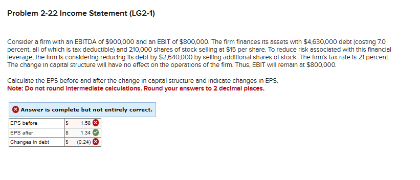 Solved Problem 2-22 ﻿Income Statement (LG2-1)Consider a firm | Chegg.com