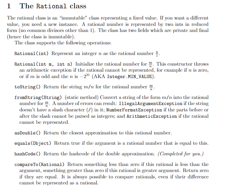 Solved Implement a class to represent “rational”numbers, | Chegg.com