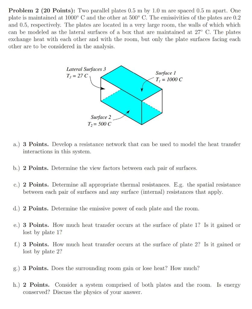 Solved Problem 2 (20 Points): Two parallel plates 0.5 m by | Chegg.com