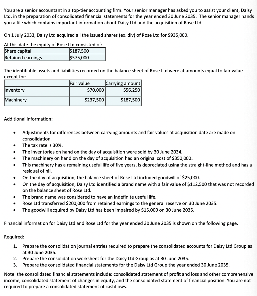 Solved You are a senior accountant in a top-tier accounting | Chegg.com