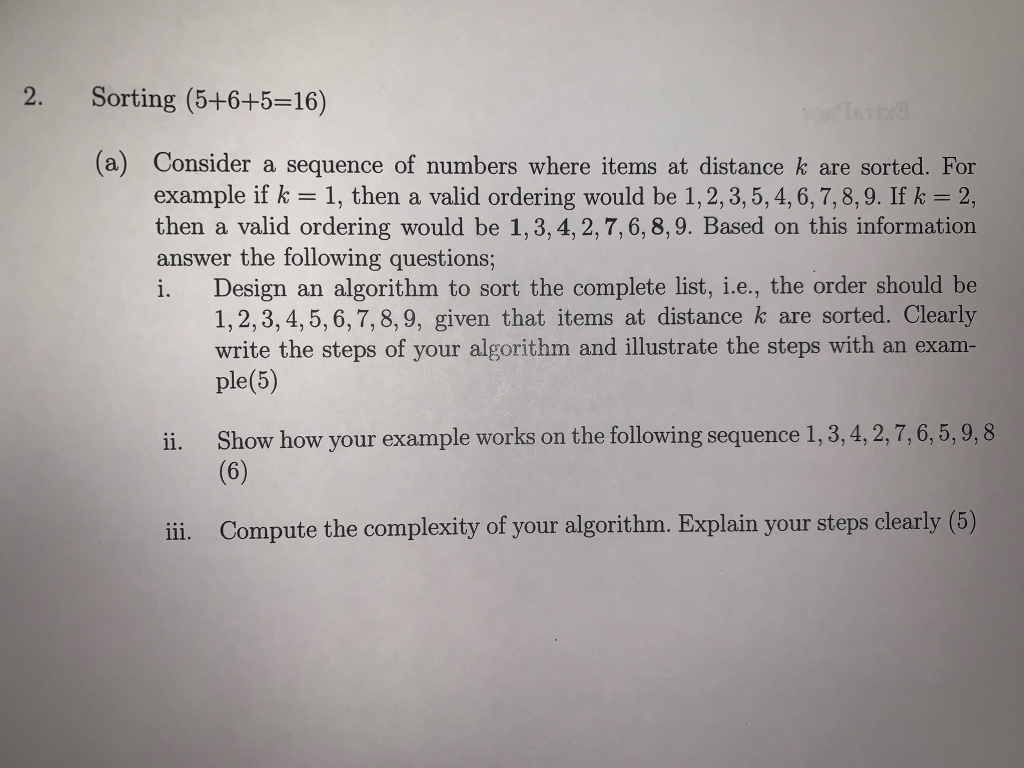 Solved *If k=1, then a valid ordering would be 1, 2, 3, 4, | Chegg.com