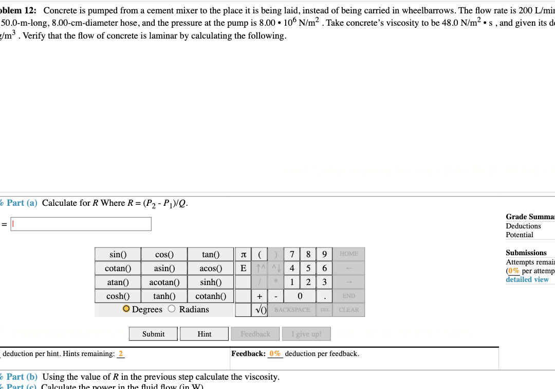bblem 12: Concrete is pumped from a cement mixer to | Chegg.com