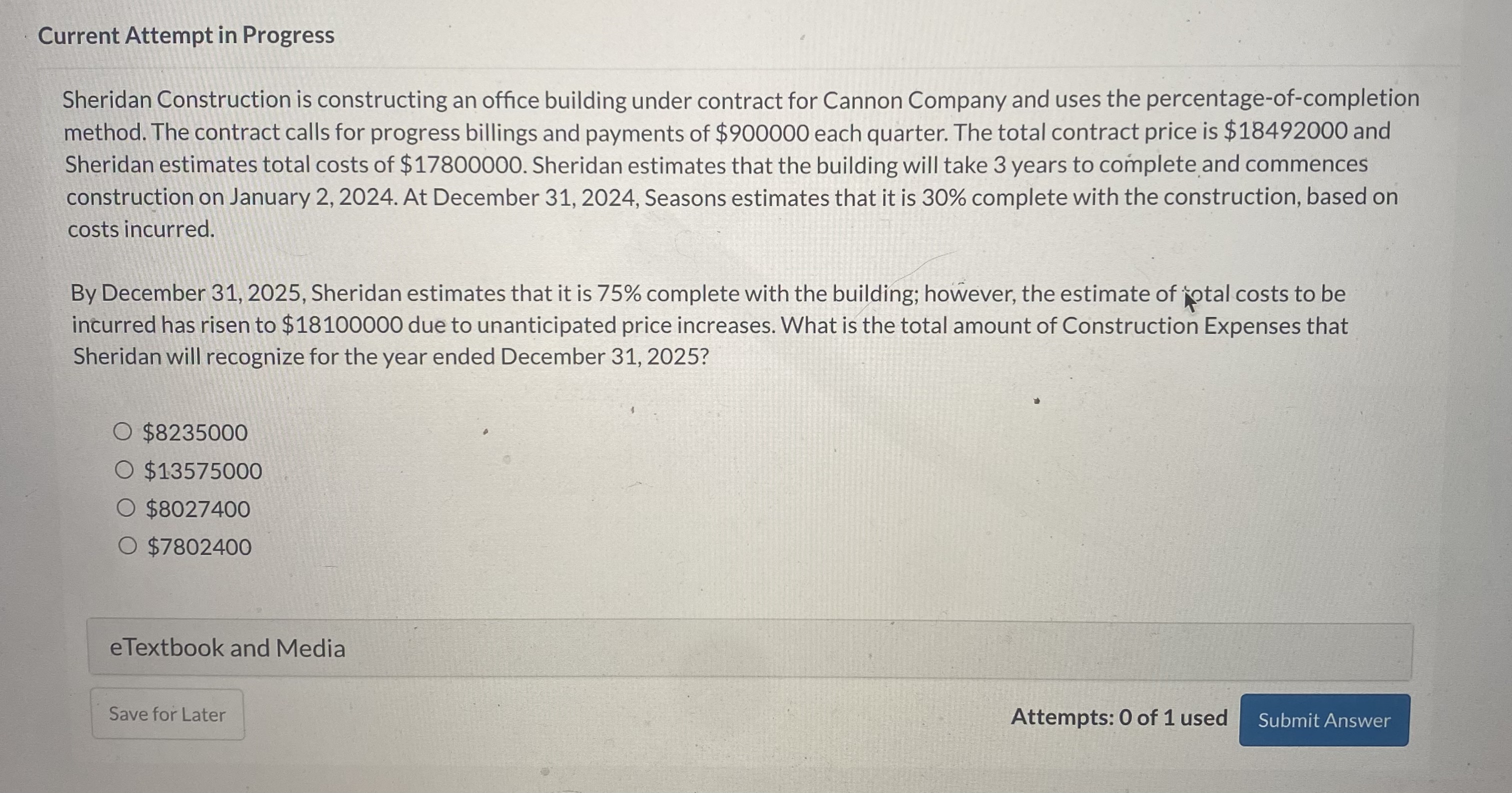 Solved Sheridan Construction is constructing an office | Chegg.com