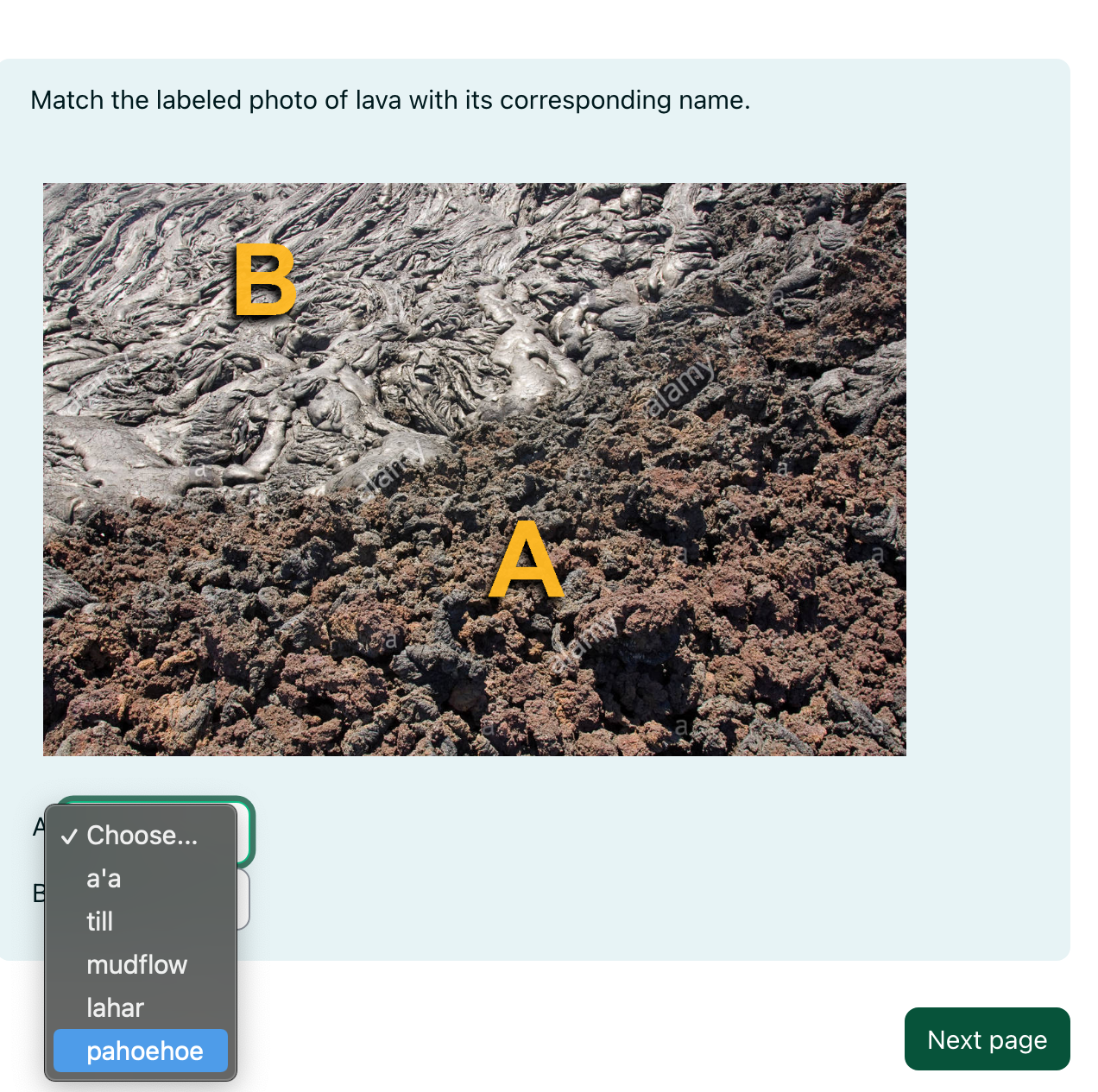 Solved Match the labeled photo of lava with its | Chegg.com