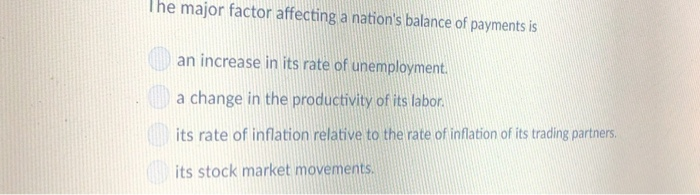 Solved l he major factor affecting a nation's balance of | Chegg.com