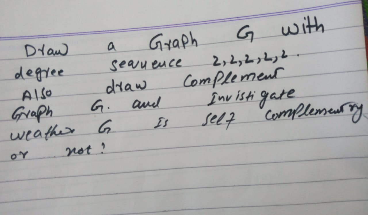 Solved a Draw Graph G with degree seau ence 2, 2, 2, 2, 2. | Chegg.com