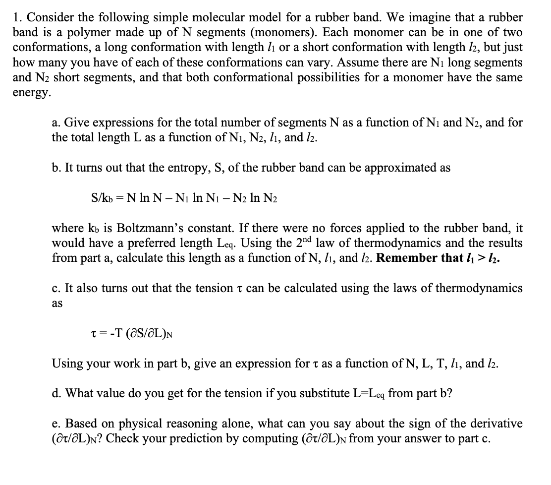 Solved 1. Consider the following simple molecular model for | Chegg.com