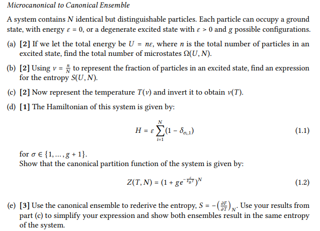 Solved Microcanonical to Canonical Ensemble A system | Chegg.com