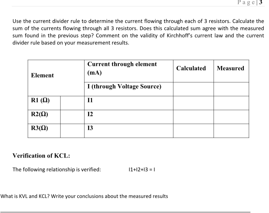 Procedure of Kirchhoff's Current Law and Current | Chegg.com