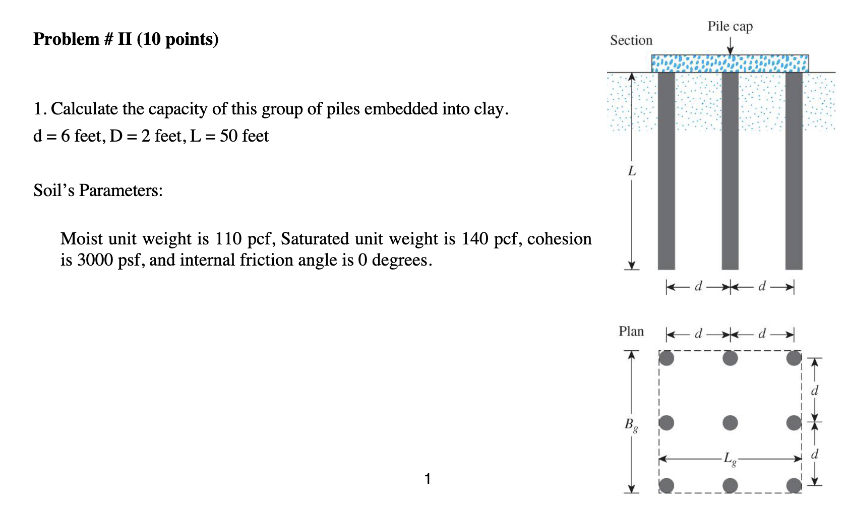 Solved Pile cap Problem # II (10 points) Section 1. | Chegg.com