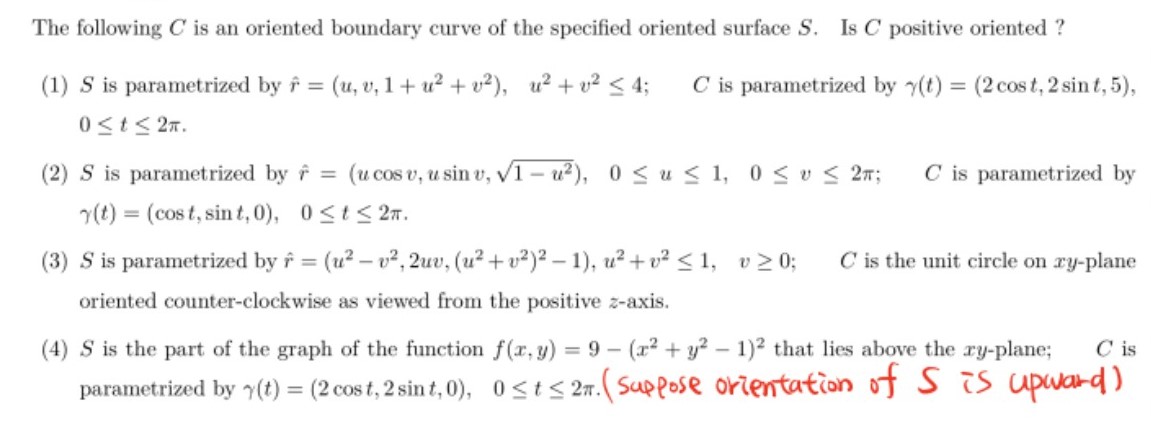 Solved The following C is an oriented boundary curve of the | Chegg.com