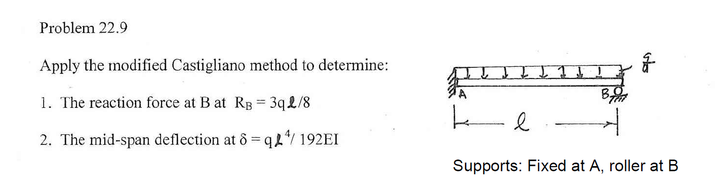 Solved Problem 22.9 Apply the modified Castigliano method to | Chegg.com