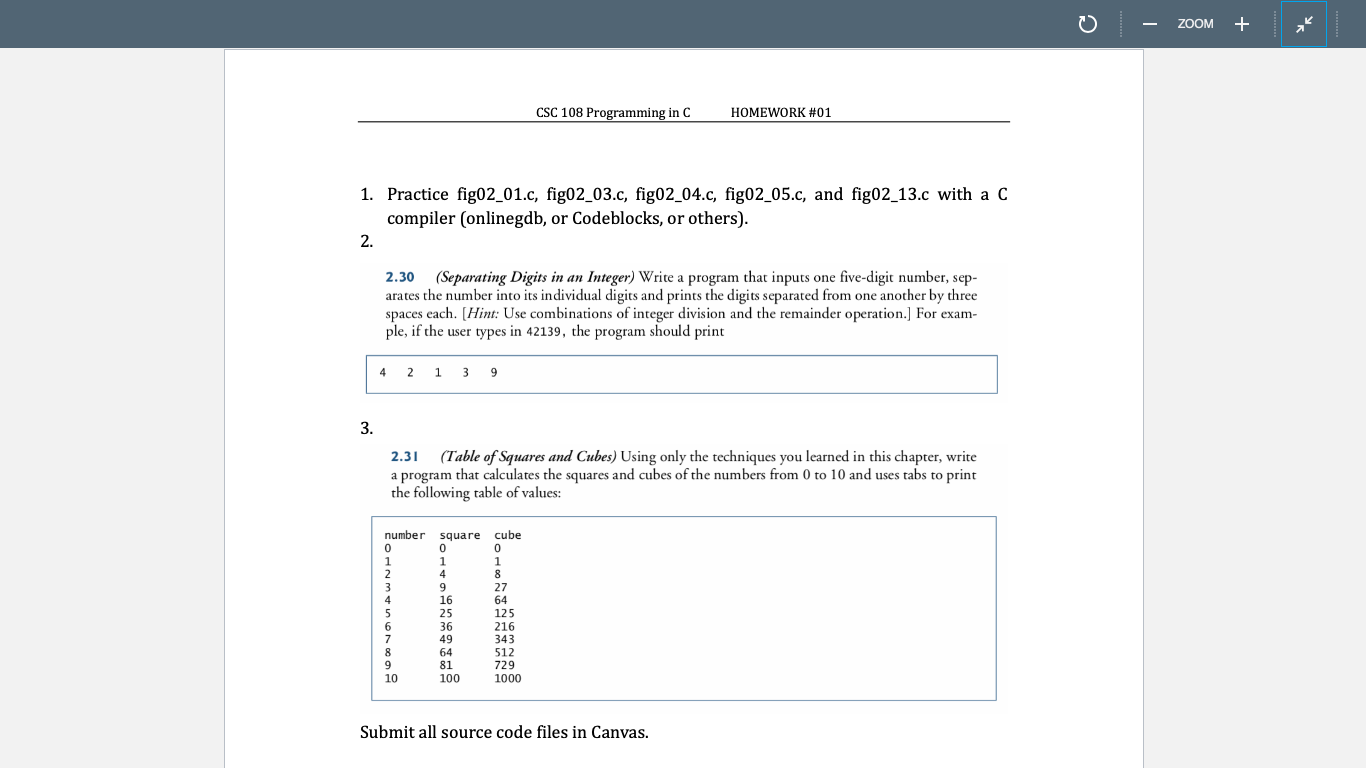 Solved ZOOM + CSC 108 Programming in C HOMEWORK #01 1. | Chegg.com