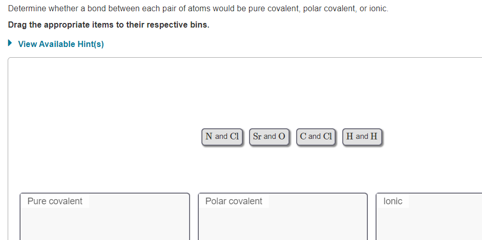 Solved Determine whether a bond between each pair of atoms | Chegg.com