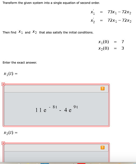 Solved Transform the given system into a single equation of | Chegg.com