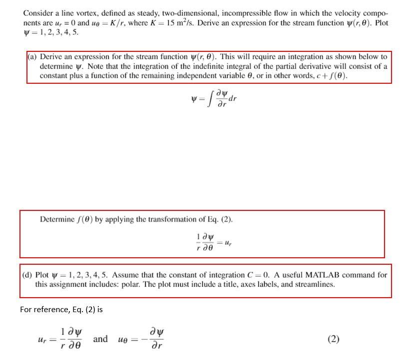 Solved Consider a line vortex, defined as steady, | Chegg.com