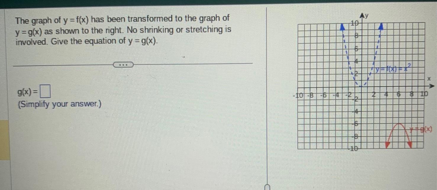 Solved The graph of y=f(x) has been transformed to the graph | Chegg.com