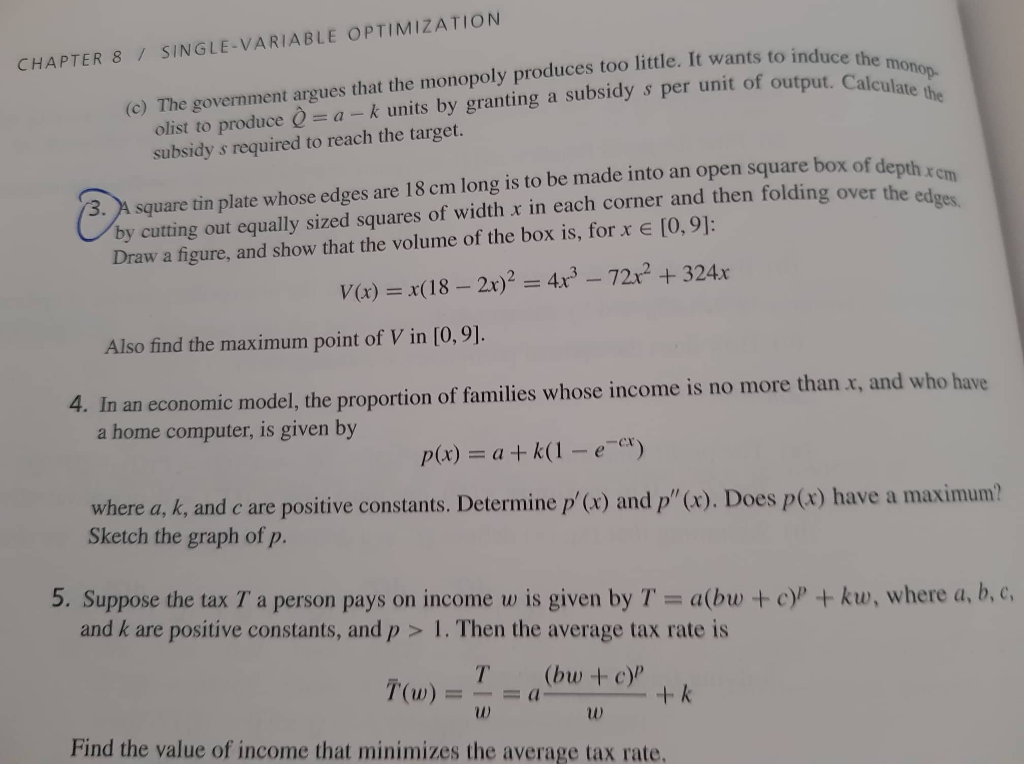 Solved CHAPTER 8 SINGLE-VARIABLE OPTIMIZATION induce the | Chegg.com