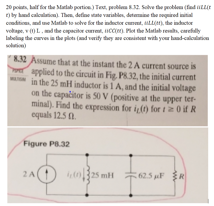 Solved 20 Points Half For The Matlab Portion Text