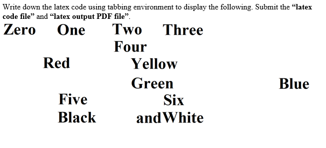 Solved Write down the latex code using tabbing environment | Chegg.com