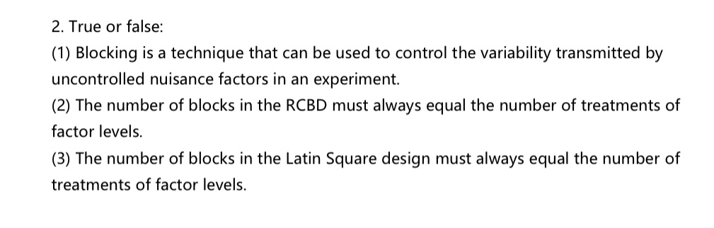 Solved True or false:(1) ﻿Blocking is a technique that can | Chegg.com