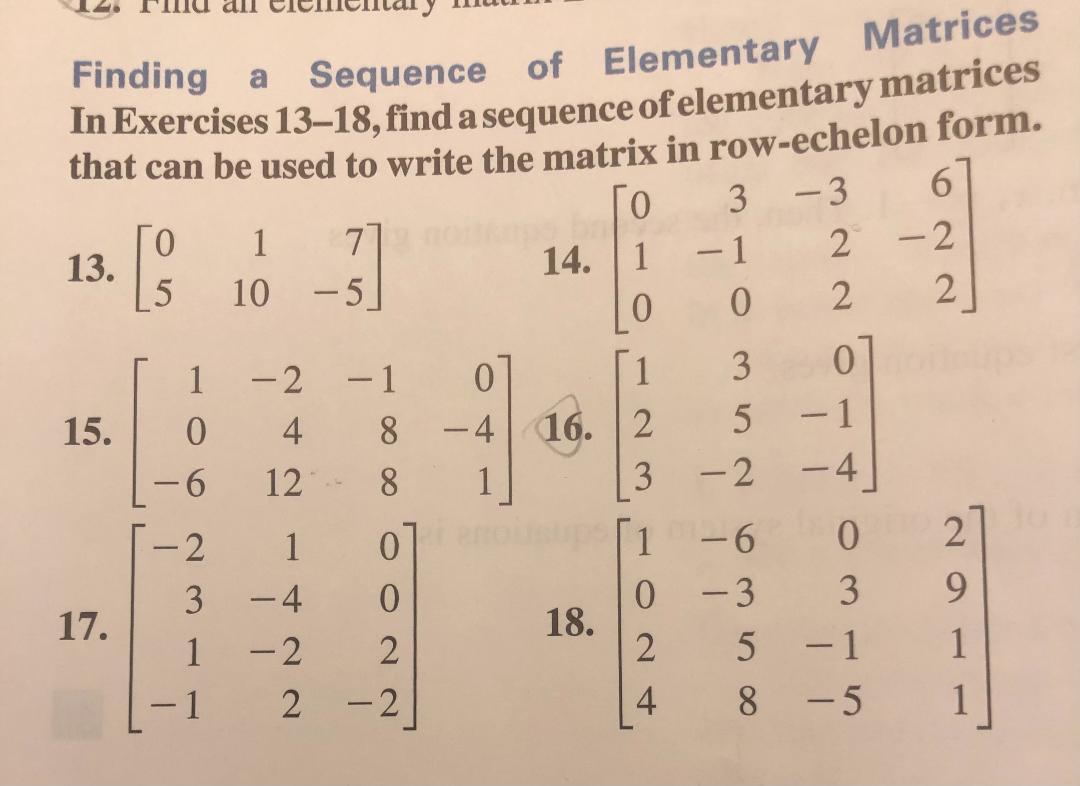 Solved DO - 2 Finding a Sequence of Elementary Matrices In | Chegg.com