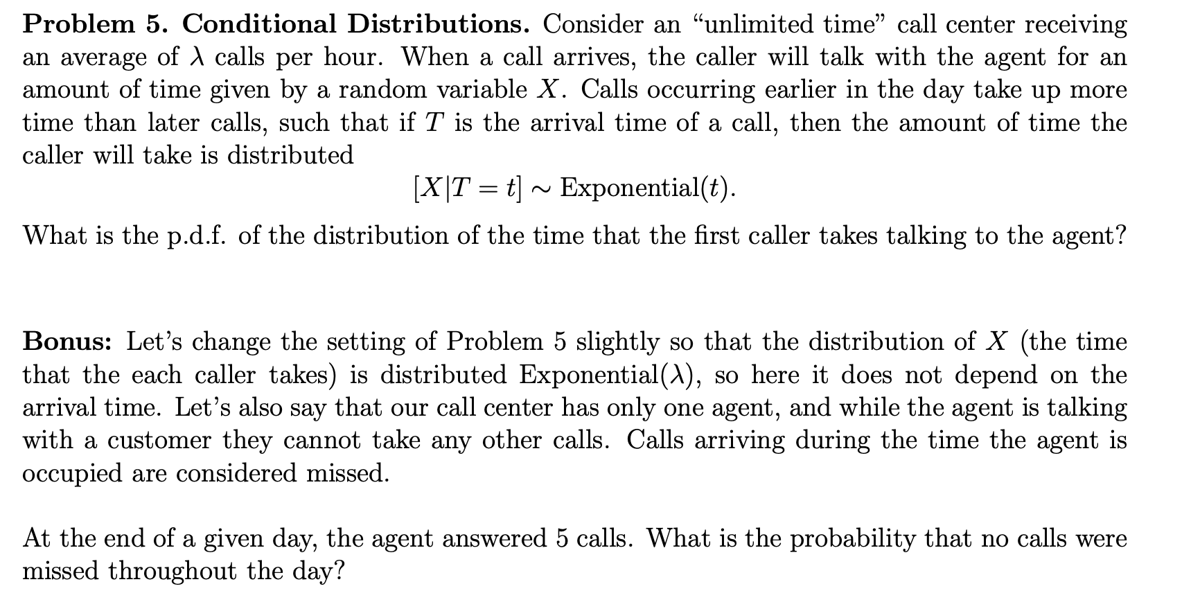 Solved Problem 5. Conditional Distributions. Consider an | Chegg.com