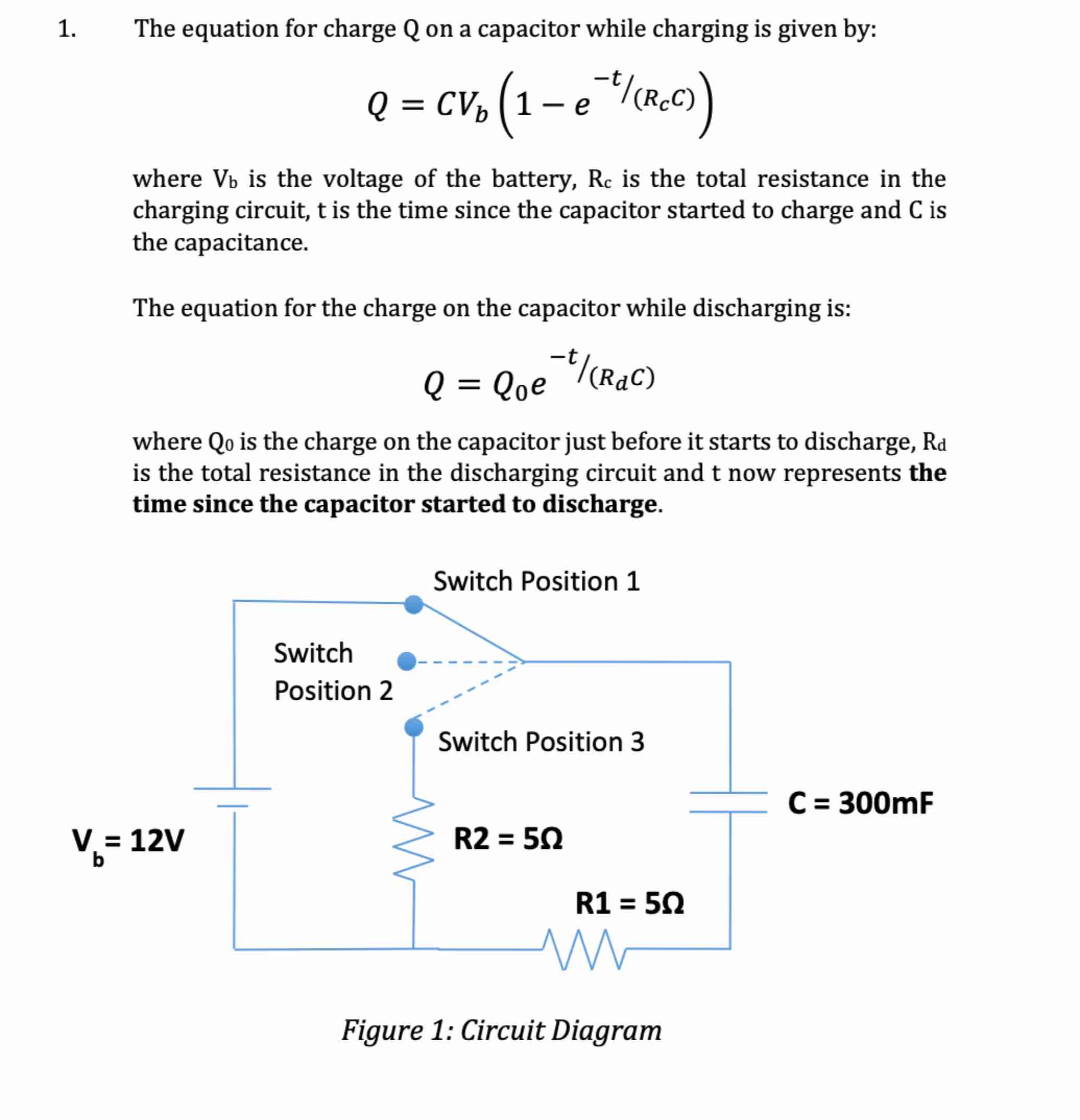 The equation for charge Q on ﻿a capacitor while | Chegg.com
