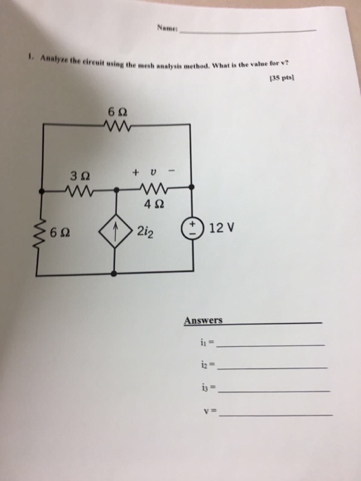 Solved Analyze the circuit using the mesh analysis method. | Chegg.com