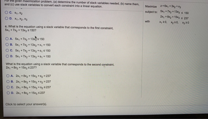 or the given maximization problem, (a) determine the | Chegg.com