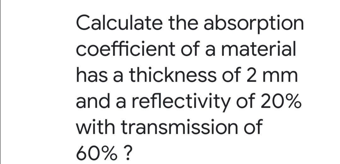 Solved Calculate the absorption coefficient of a material | Chegg.com