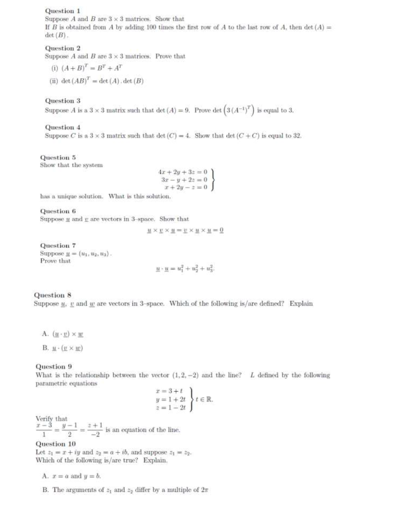 Solved Question 1 Suppose A and B are 3 x 3 matrices. Show | Chegg.com