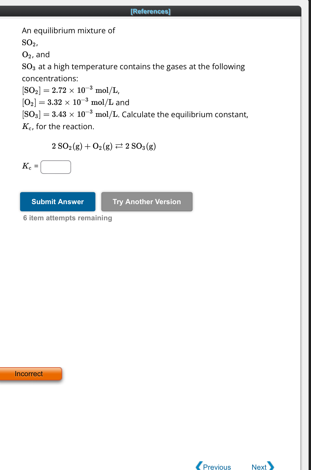 Solved An equilibrium mixture of SO2, O2, and SO3 at a high | Chegg.com