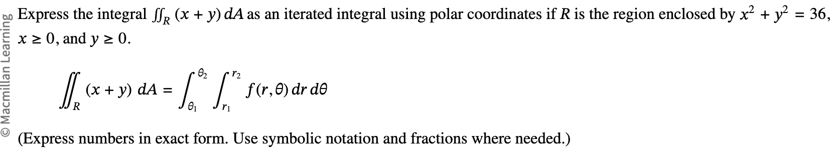Solved Express the integral ∬_(R)(x+y)dA as an iterated | Chegg.com